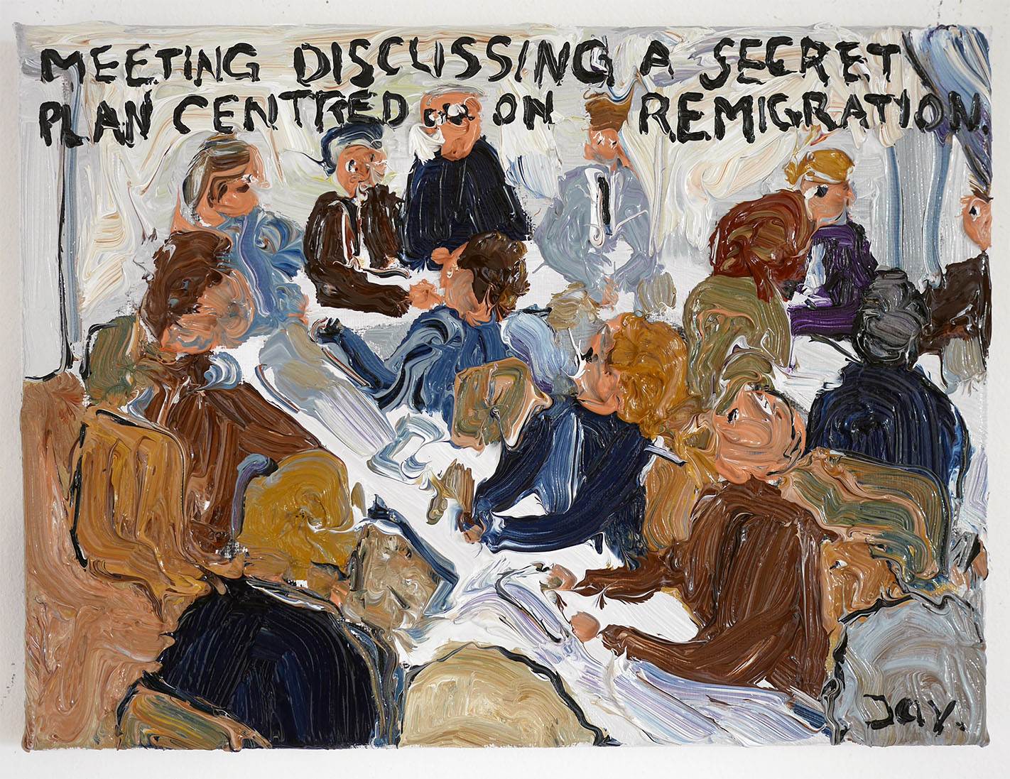 Bad Painting 372: Meeting Discussing a Secret Plan Centred on ...